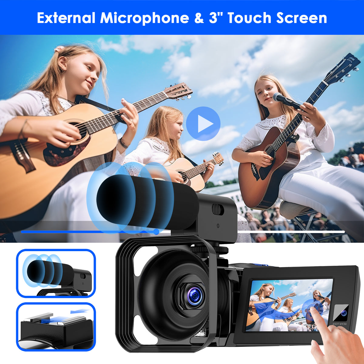 Campark AC09 4K Action Camera Dual Lens Video Camcorder with 3'' Rotat ...
