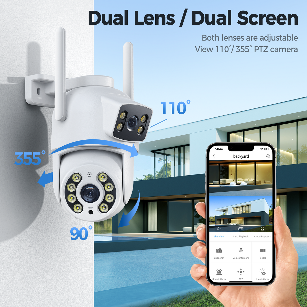 Campark SC40 2K 3MP Dual Lens Outdoor Security Camera with Color Night ...