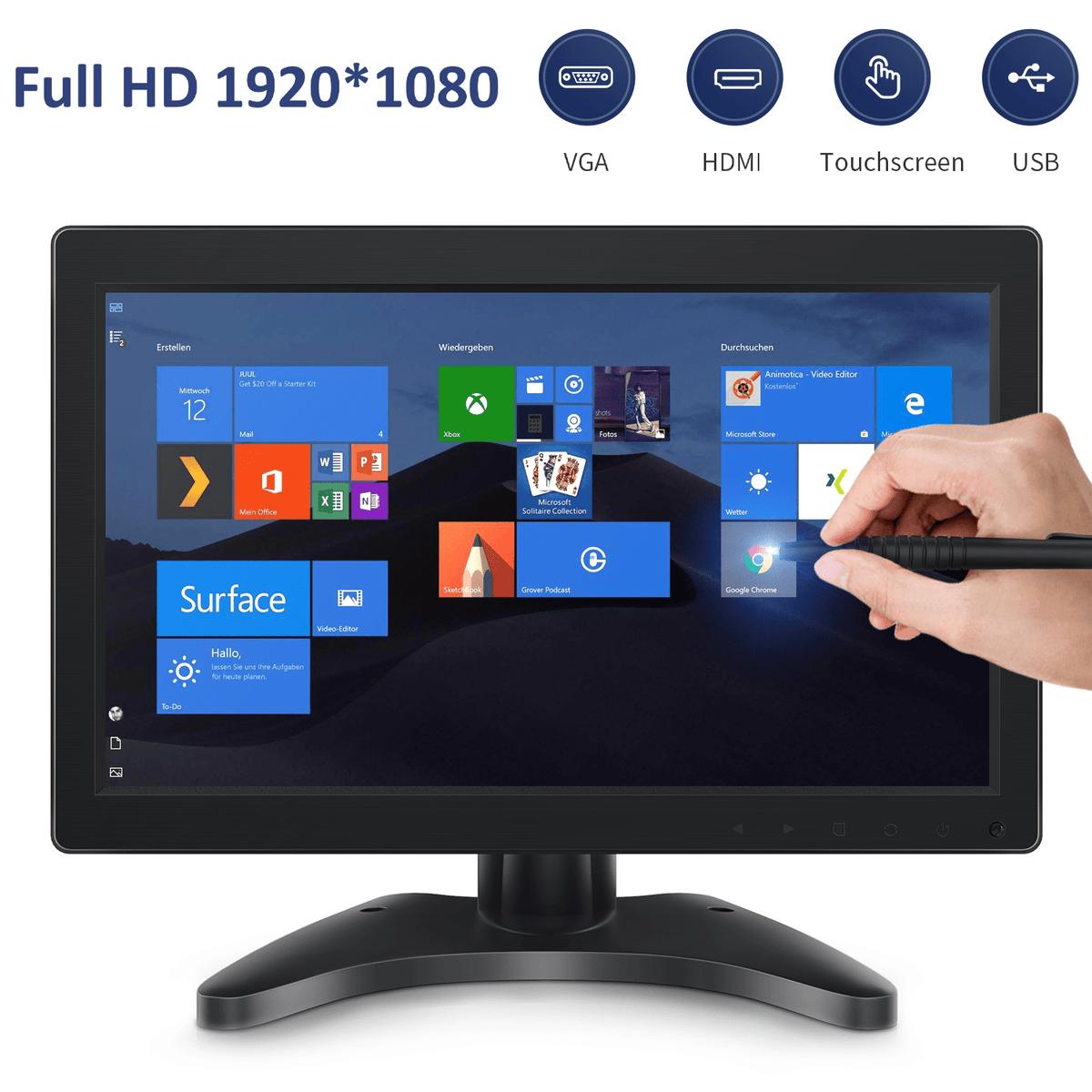 Toguard D119 petit moniteur HDMI 12 pouces 1920x1080 LCD HD écran tact ...
