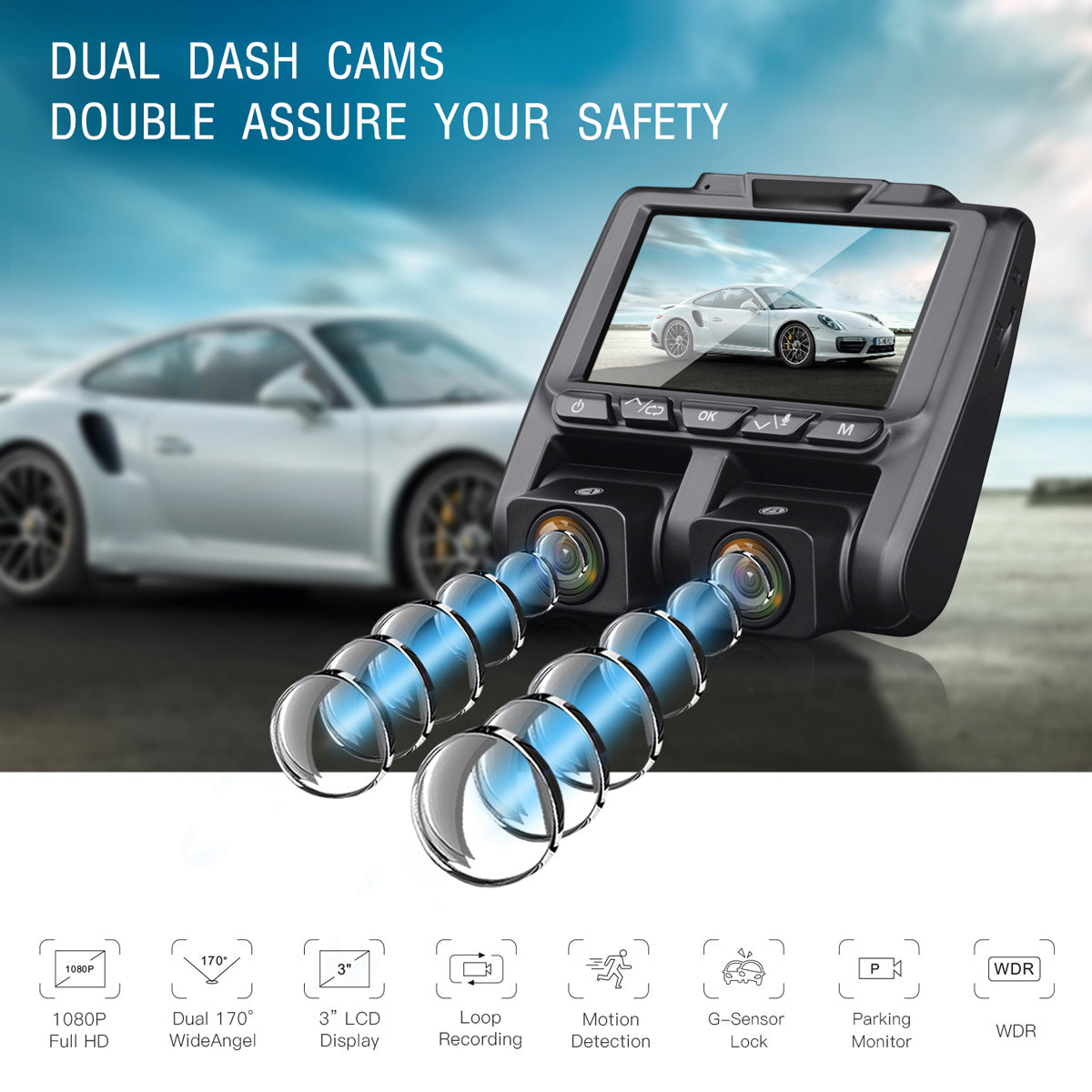 Front and Inside Dash Camera for Taxi Drivers - 1080P IR Night Vision ...