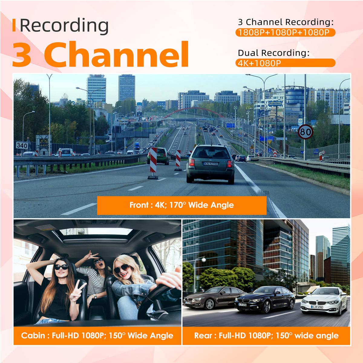 3 Way Triple Car Dash Cam With GPS - Campark CE66 – Campark - Focus on ...