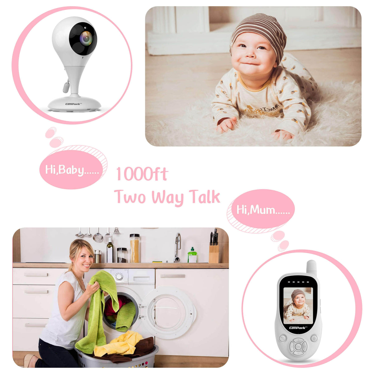 Buy Baby Monitor Camera Online | Campark BM20 360° Rotatable Digital ...